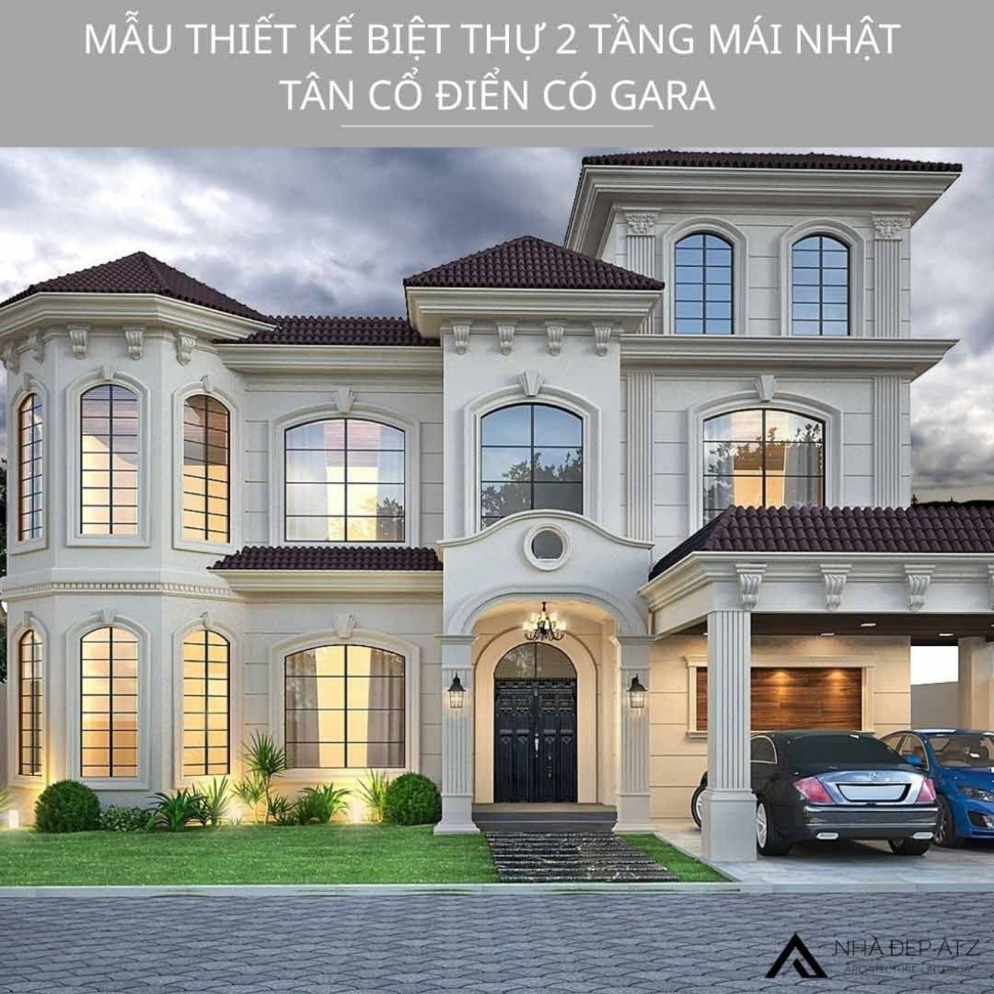 Chiêm ngưỡng những mẫu thiết kế biệt thự 2 tầng 1 tum tân cổ điển sang ...